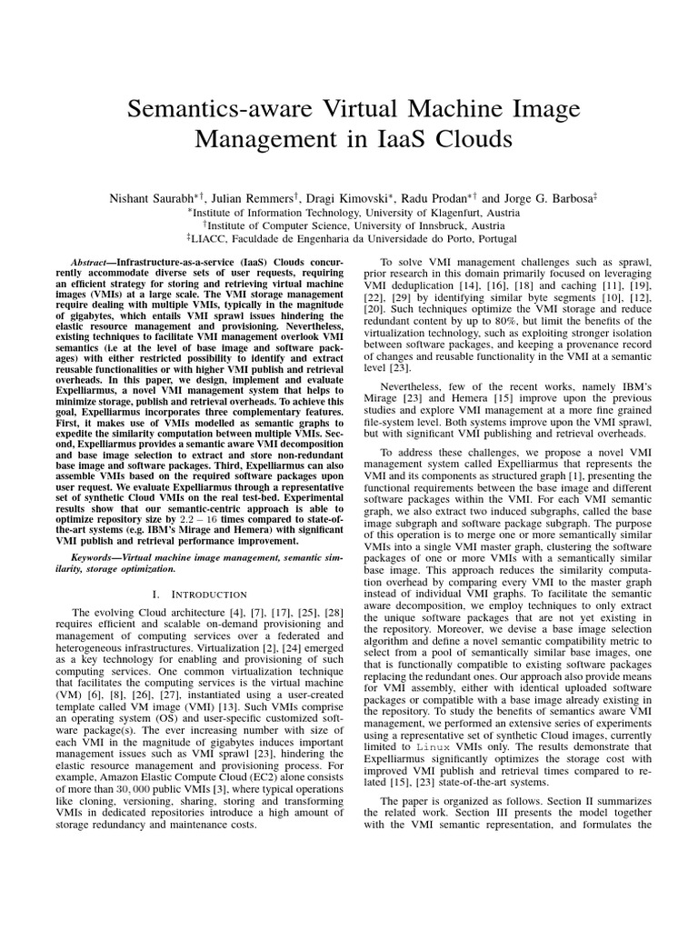 Semantics-Aware Virtual Machine Image Management in Iaas Clouds | PDF