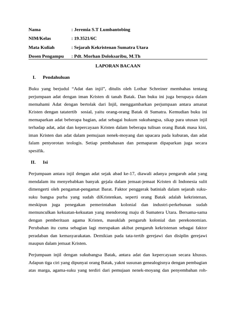 Laporan Bacaan 1 | PDF