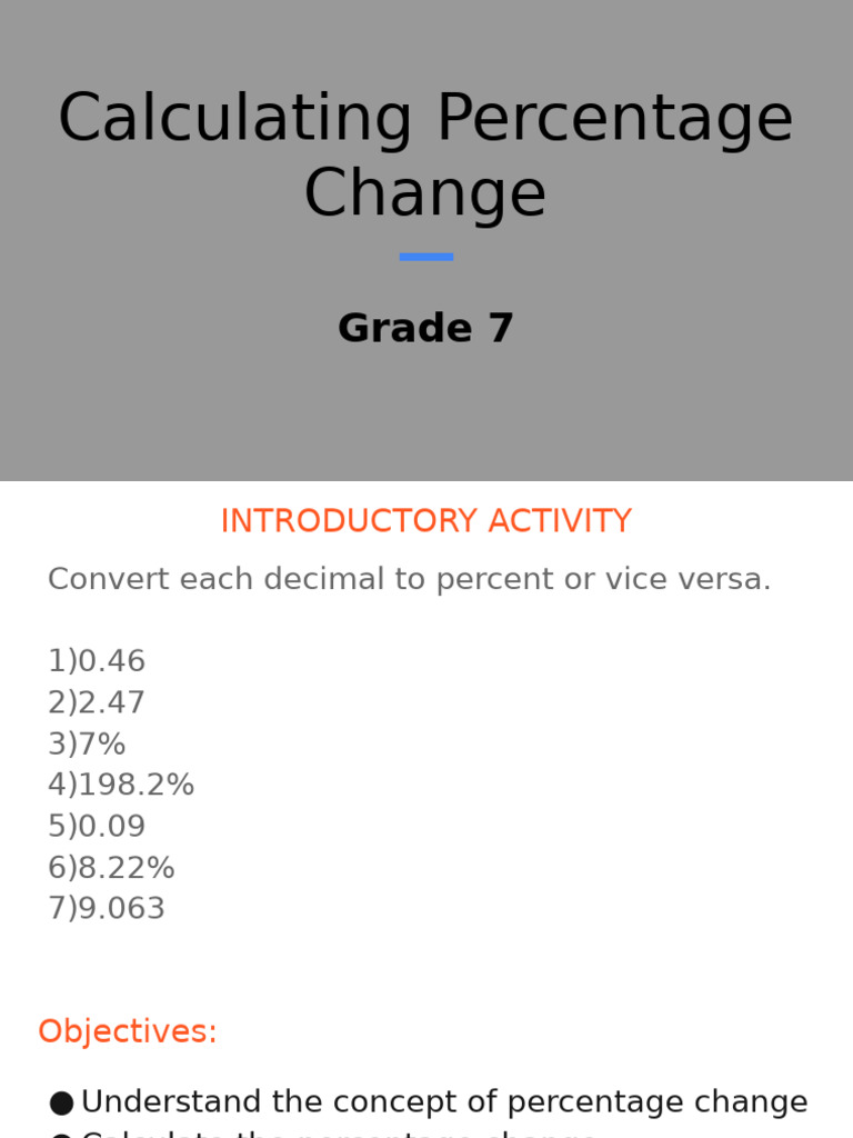 Unit 2 - Lesson 1 - Calculating Percentage Change | PDF