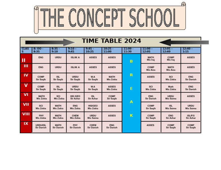 Time Table 2024 (2 To 9) | PDF