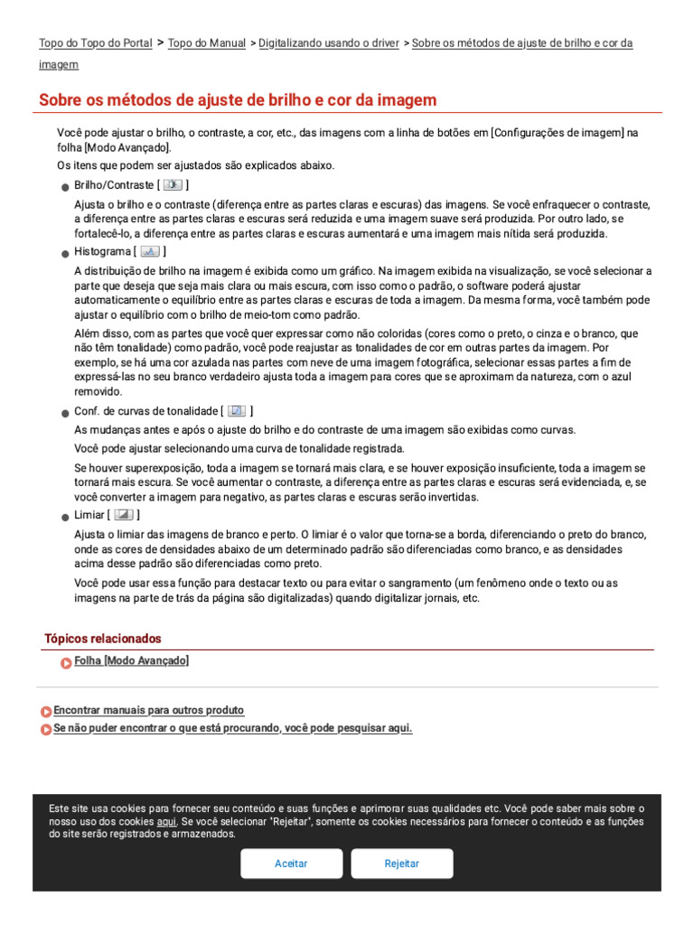 Sobre Os Métodos de Ajuste de Brilho e Cor Da Imagem - Canon - Windows ...