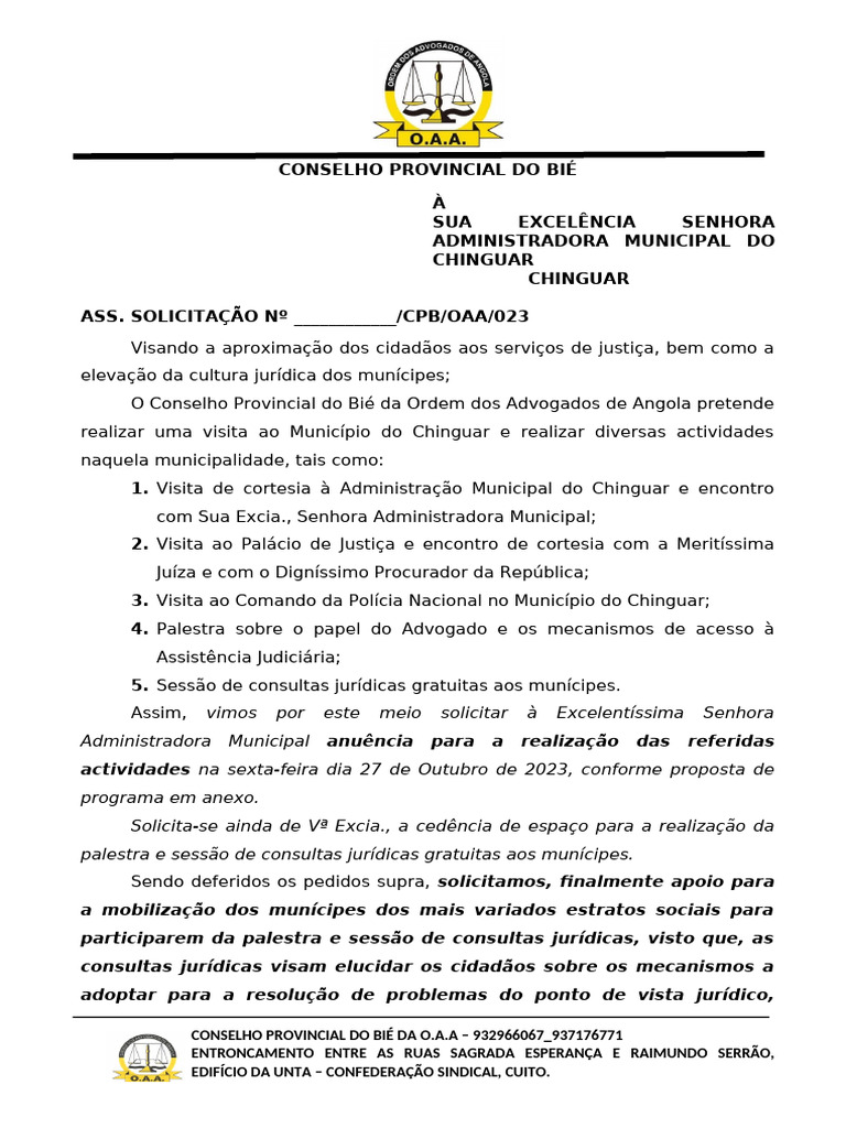 Solicitção Chinguar | PDF