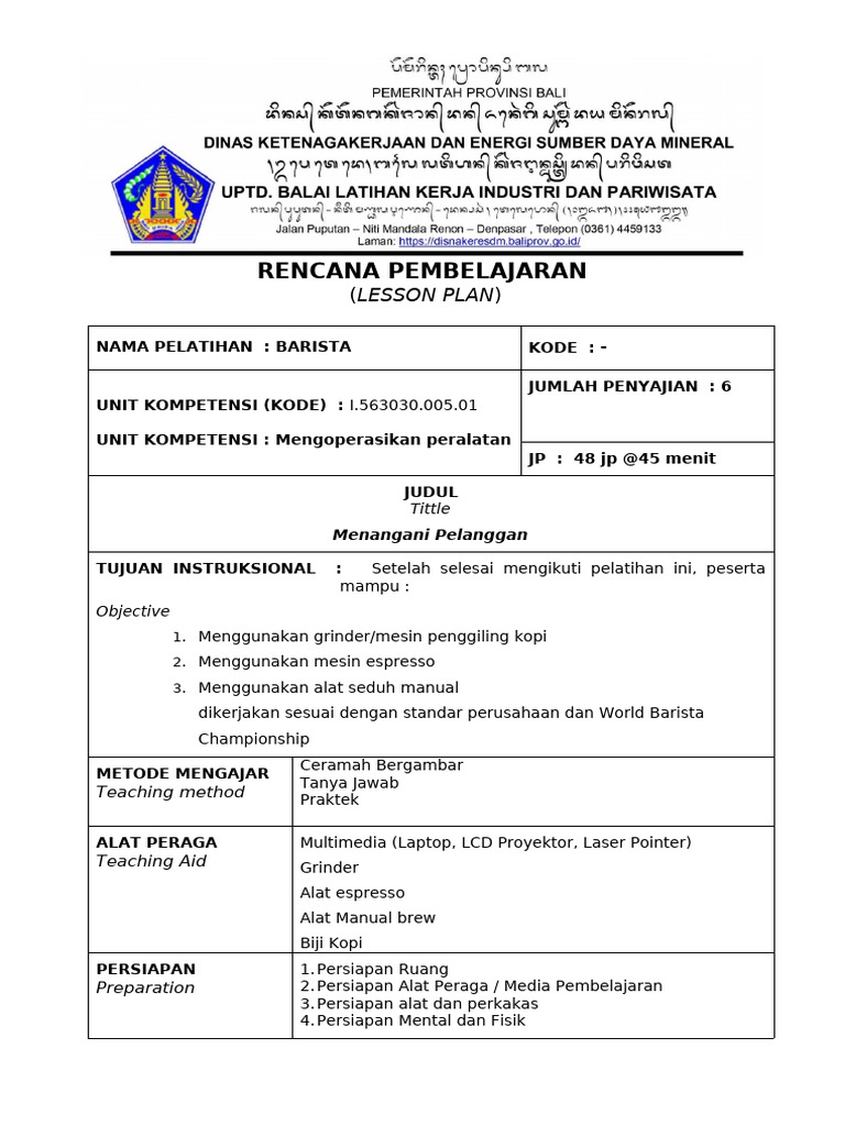 Lesson Plan Mengoperasikan Peralatan - I.563030.005.01 | PDF