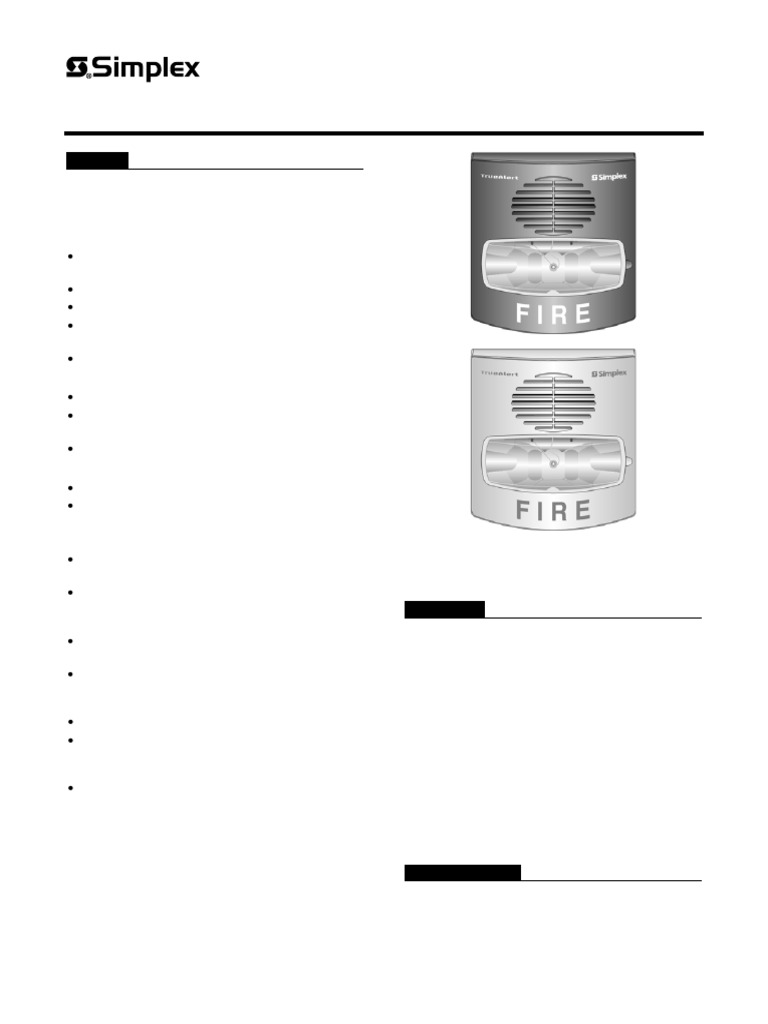 Truealert Notification Appliances: Features | PDF