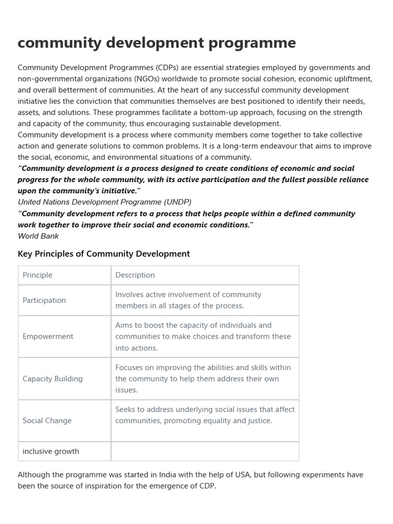 23community Development Programme | PDF