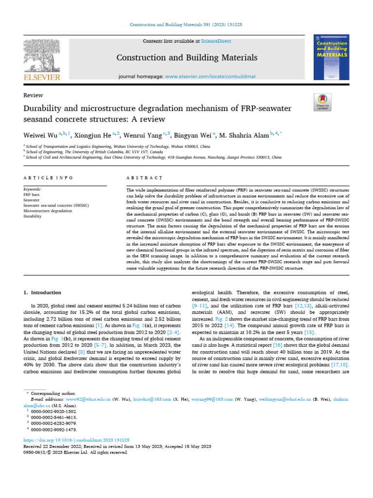 Durability and Microstructure Degradation Mechanism of FRP-seawater ...
