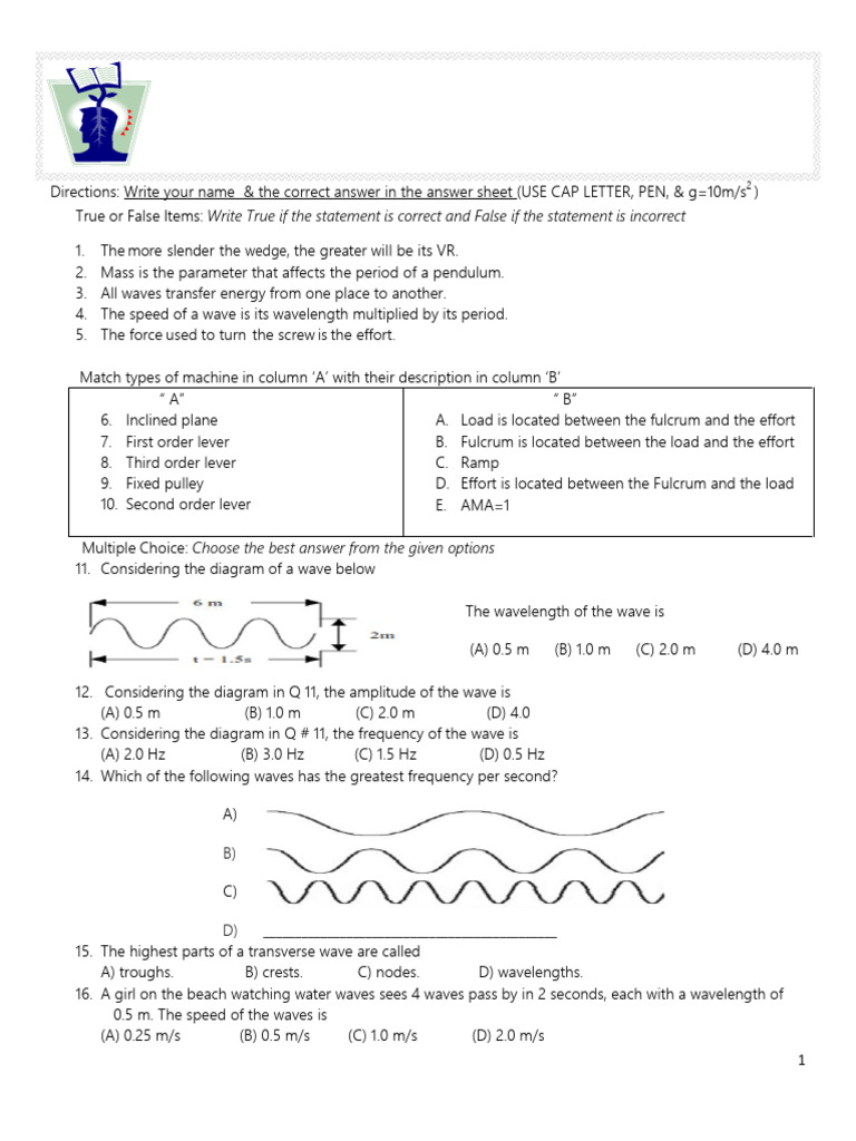 Phys G9 F.Exam Q3 2016 | PDF