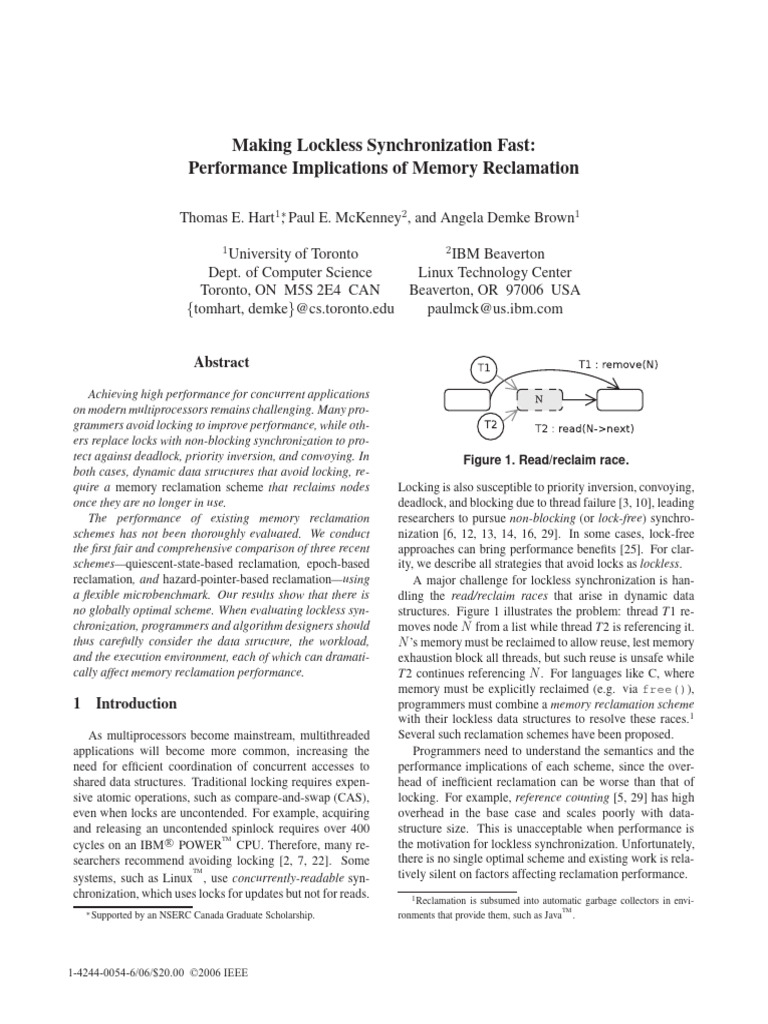 Making Lockless Synchronization Fast - Performance Implications of Memory Reclamation | PDF