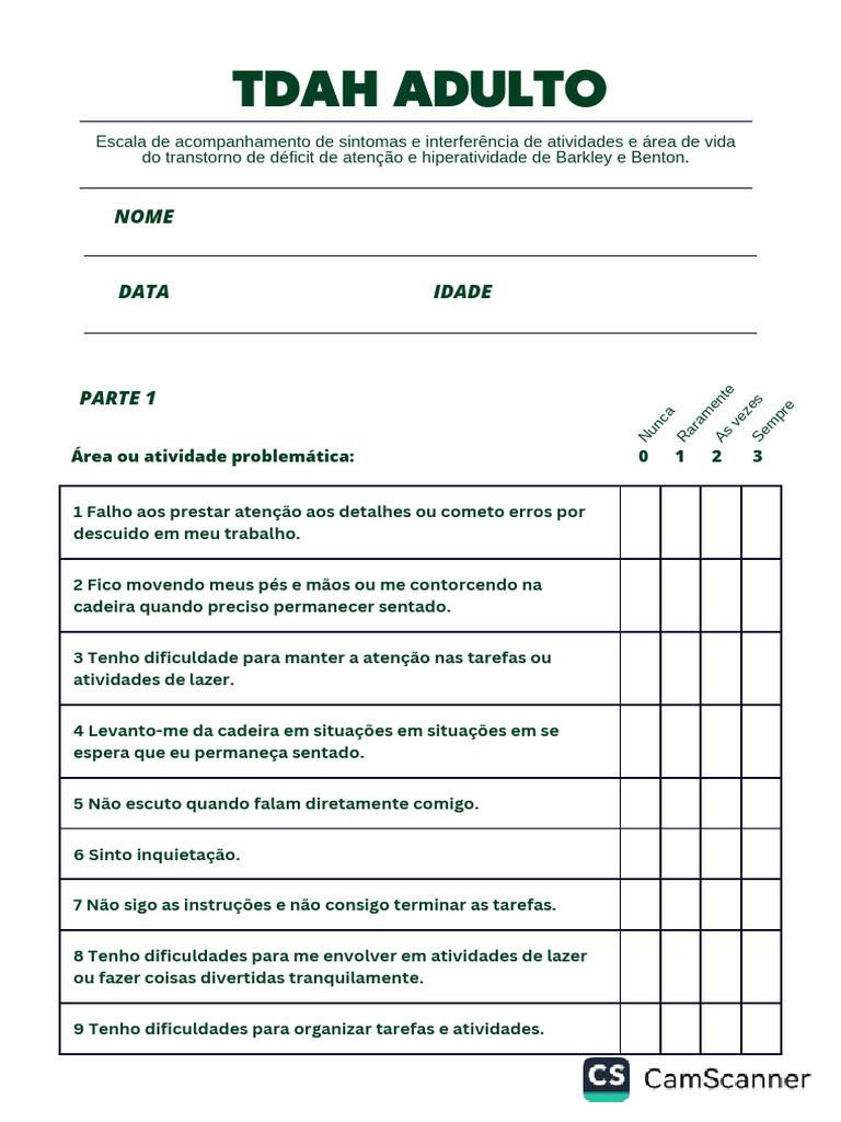 Escala Tdah Sintomas | PDF