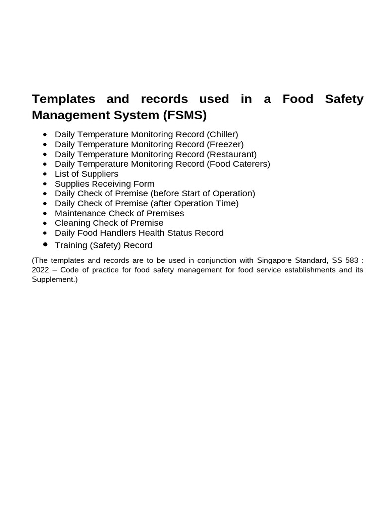 Fsms Templates | PDF