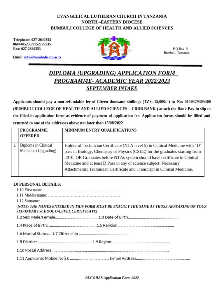Upgrading Diploma Application - Form 2022.2023 | PDF