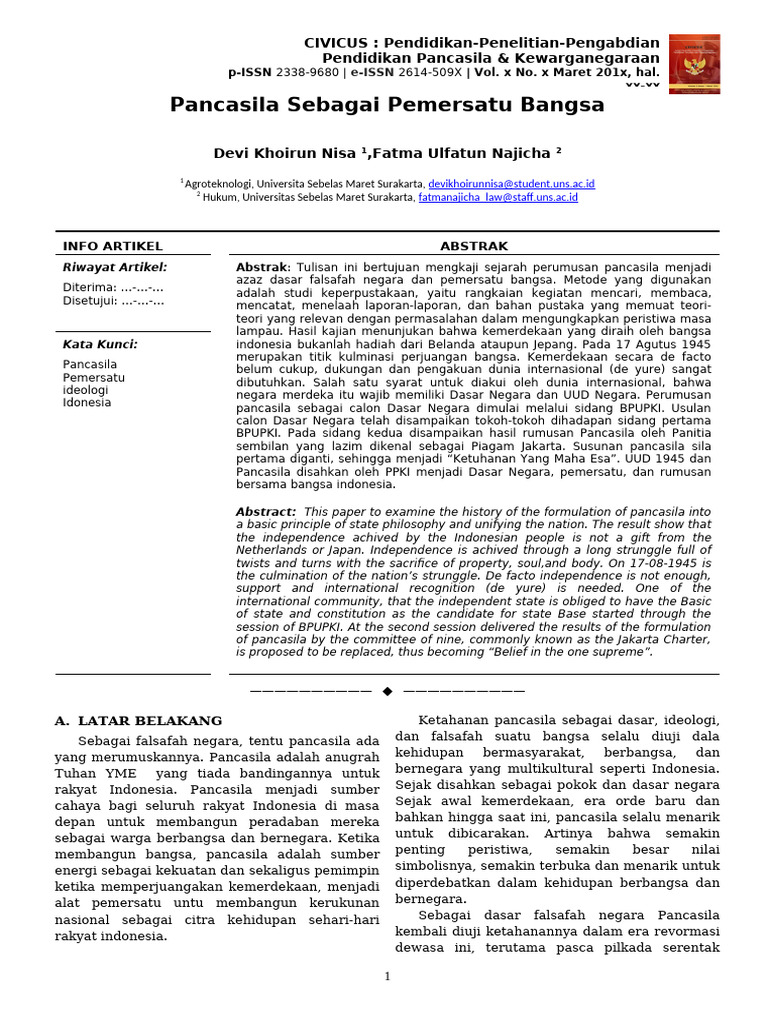 Makalah Pancasila Sebagai Pemersatu Bangsa | PDF
