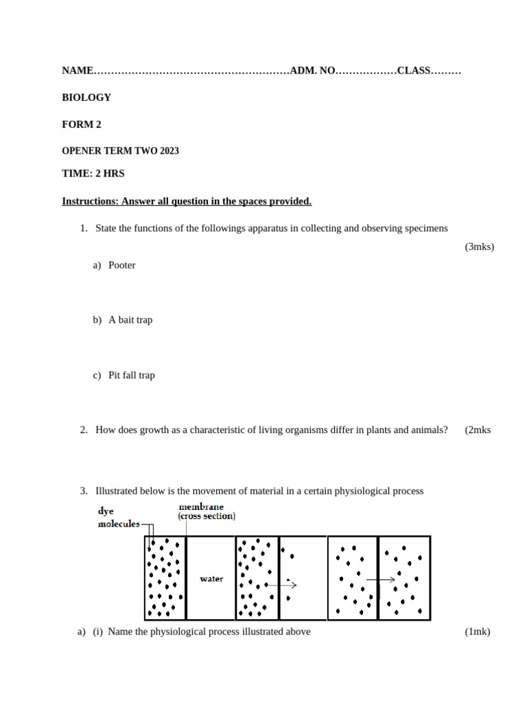 Biology f2 Qs | PDF