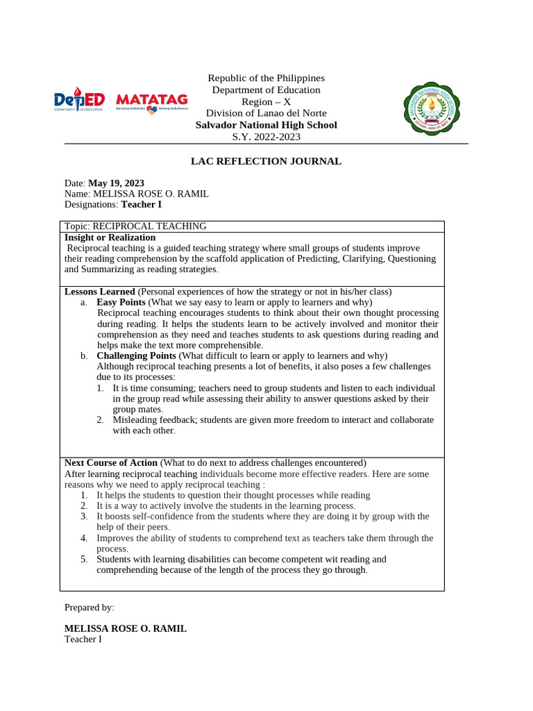 Reciprocal Teaching | PDF