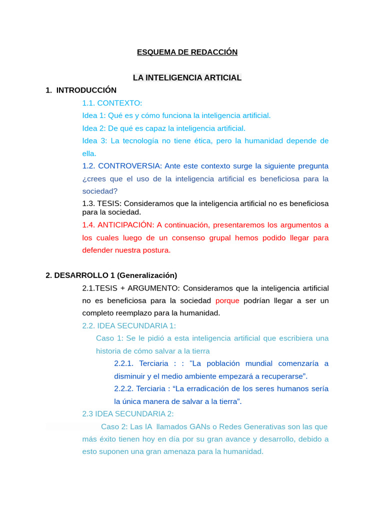 Esquema de Redaccion s.11 | PDF