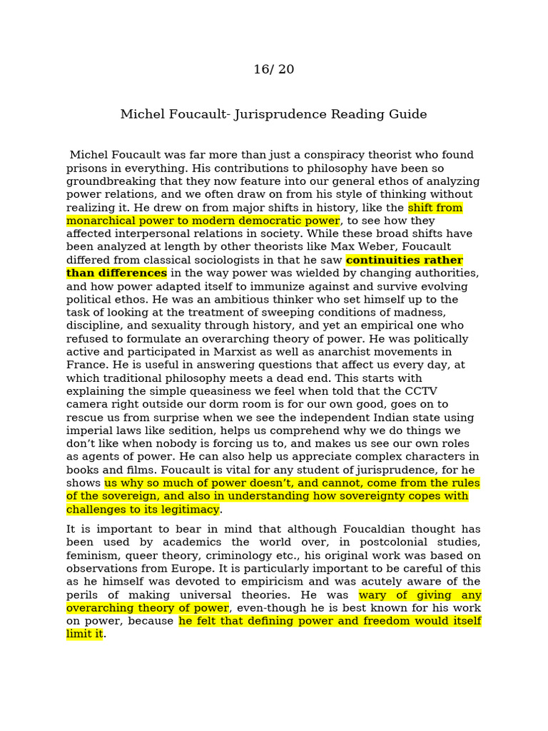 Michel Foucault Reading Guide | PDF