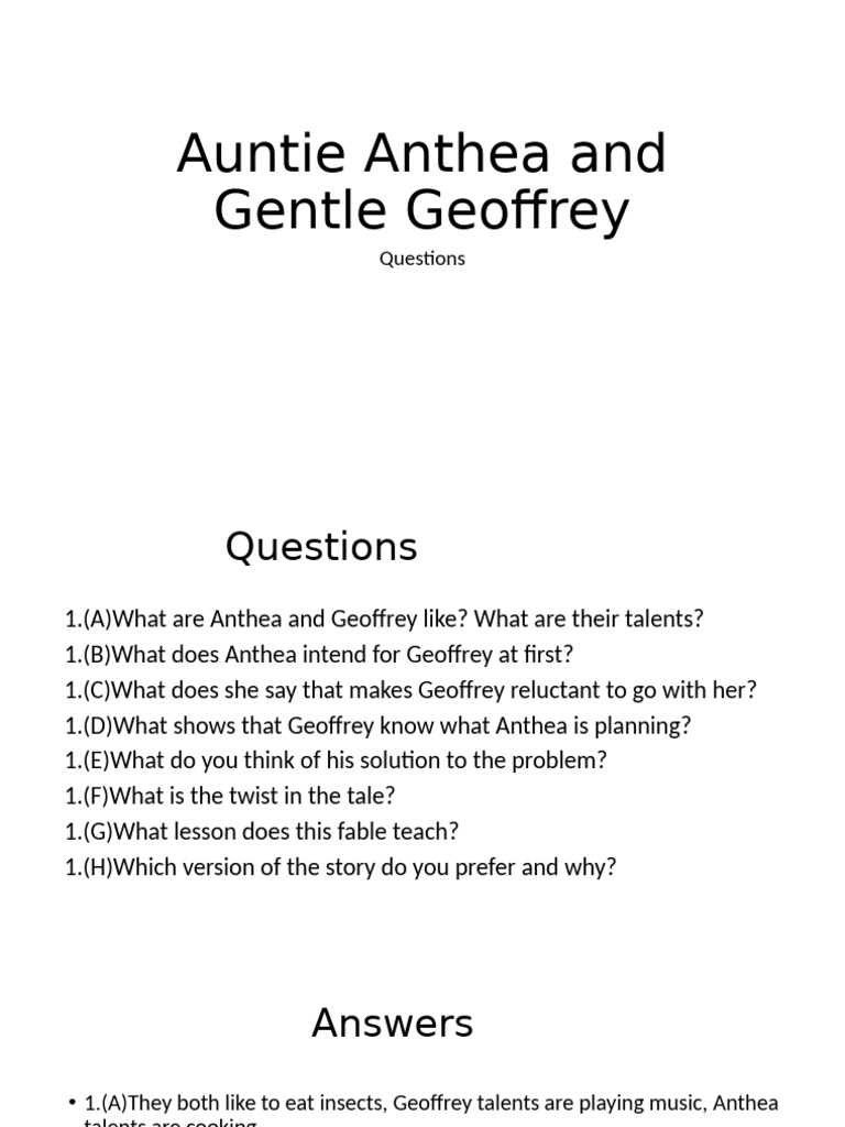 Auntie Anthea and Gentle Geoffrey | PDF