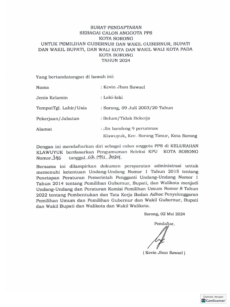 Contoh Surat Pps | PDF