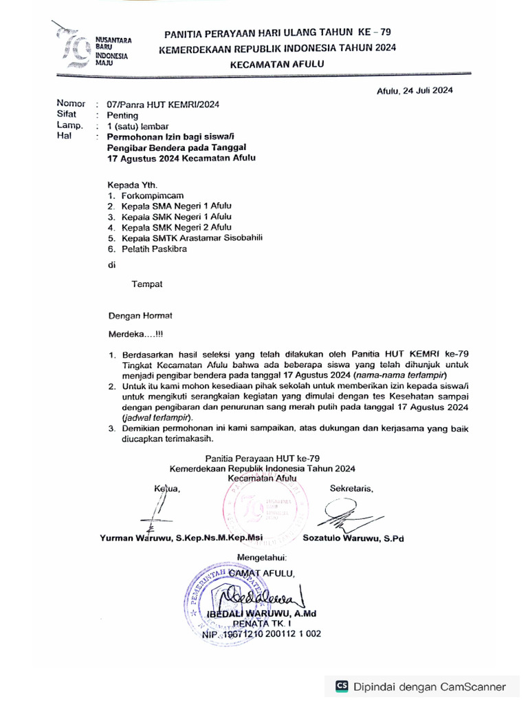 Permohonan Izin Siswa Paskibra | PDF