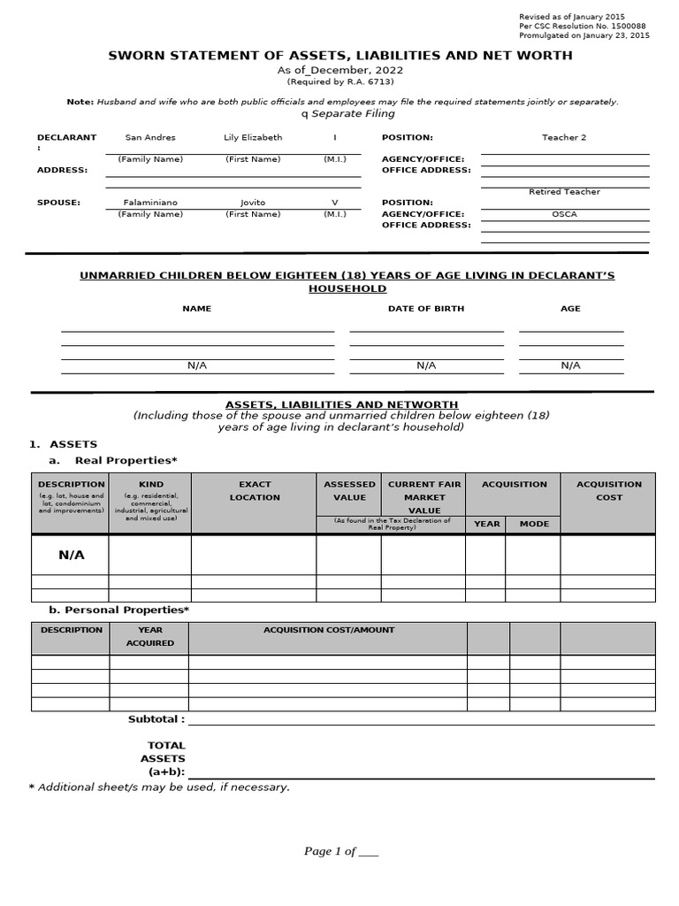 2015 Saln Form | PDF