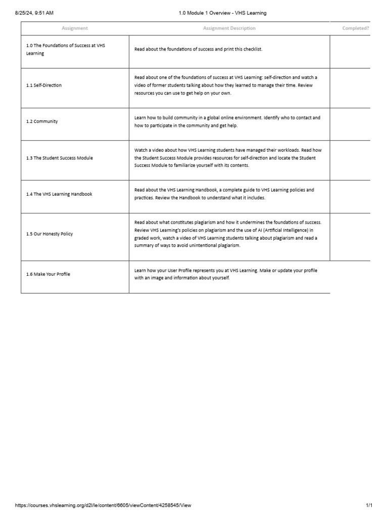 1.0 Module 1 Overview - VHS Learning | PDF