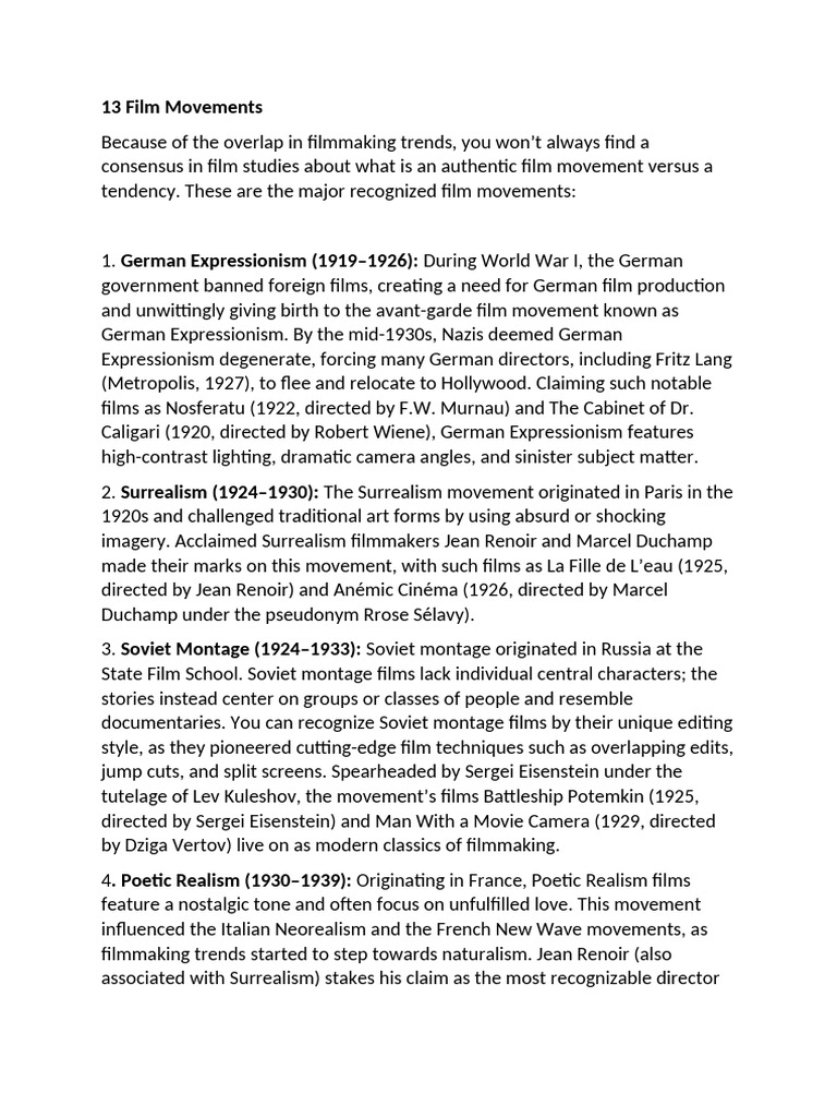 13 Film Movements | PDF