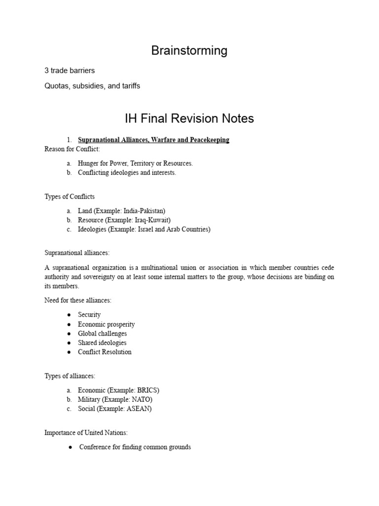 IH Final Revision Notes | PDF