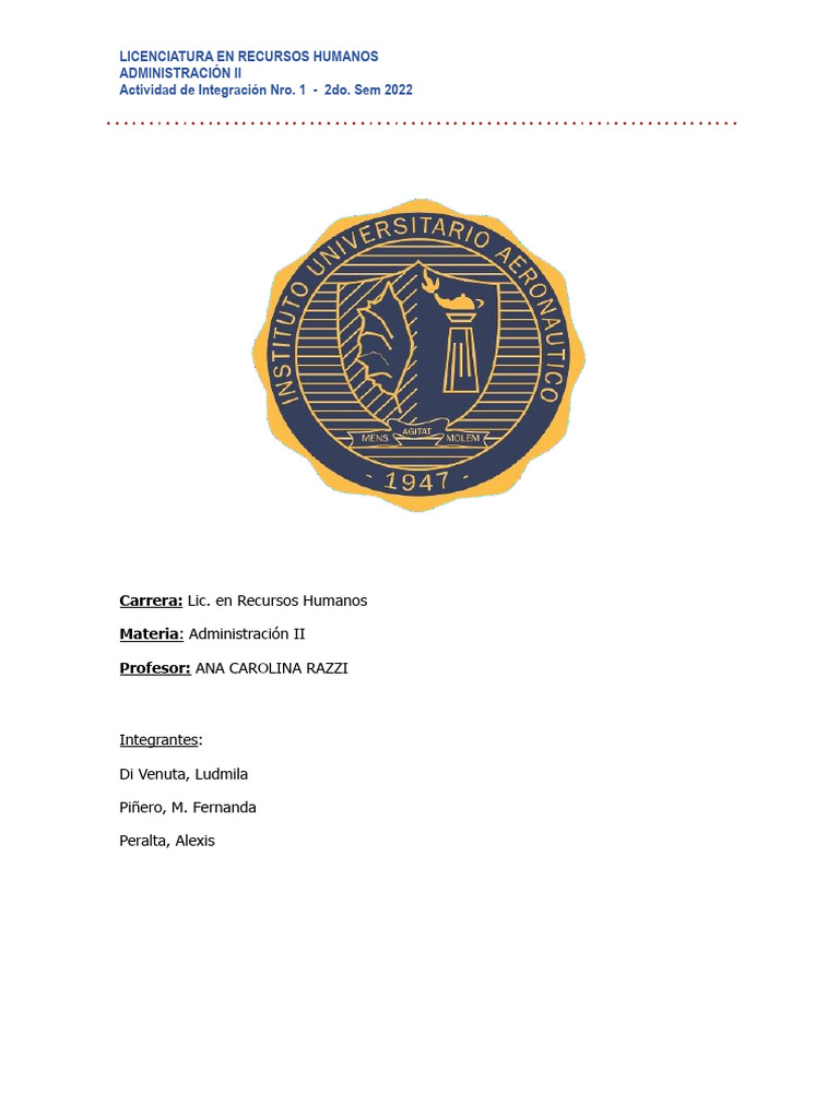 ADM II RRHH - Act 1 Grupo 2do Sem 2022 | PDF