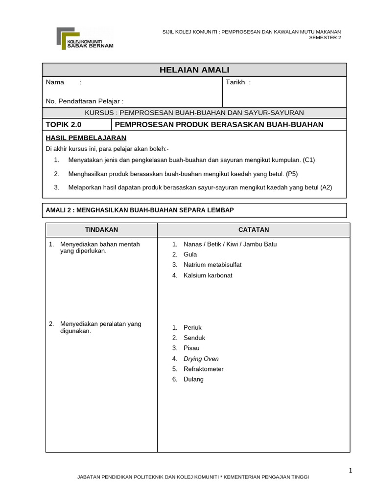 AMALI 2 - Buah Separa Lembap | PDF