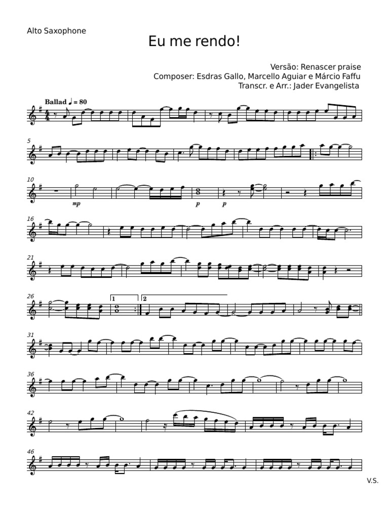 Eu Me Rendo!: Alto Saxophone | PDF