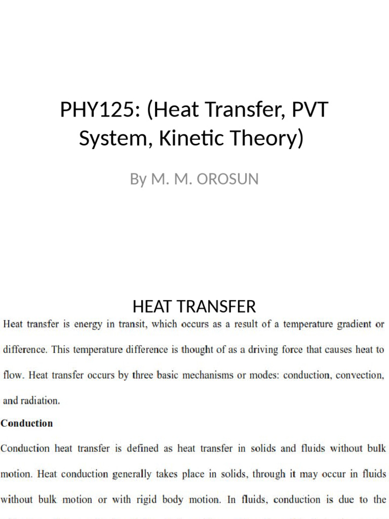 Heat Transfer, PVT System, Kinetic Theory | PDF