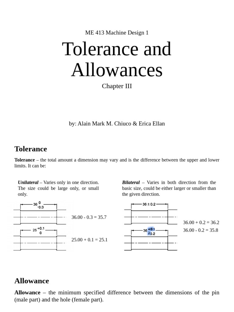 Tolerance and Allowances | PDF
