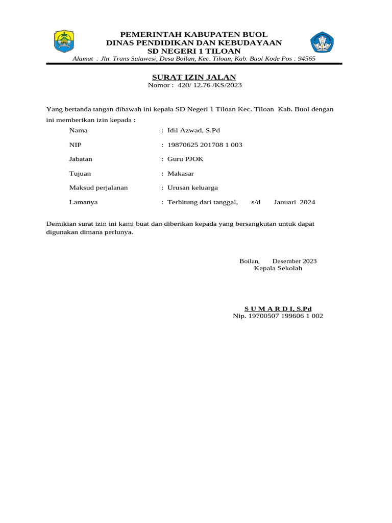 Surat Izin Jalan | PDF