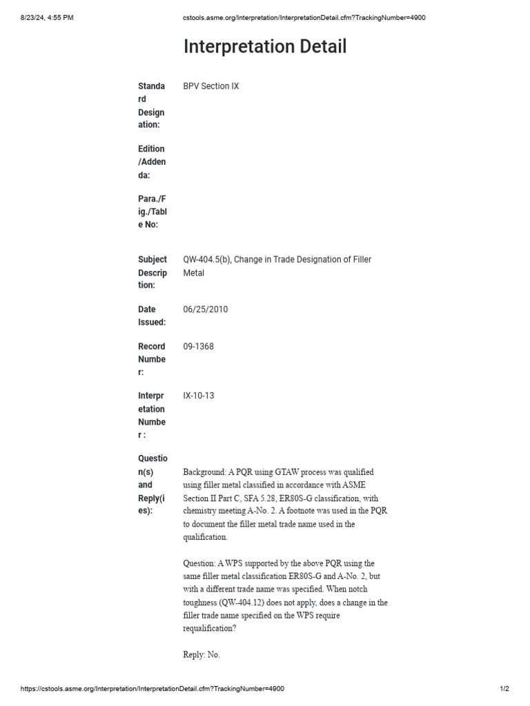 Interpretation InterpretationDetail - CFM TrackingNumber 4900 | PDF ...