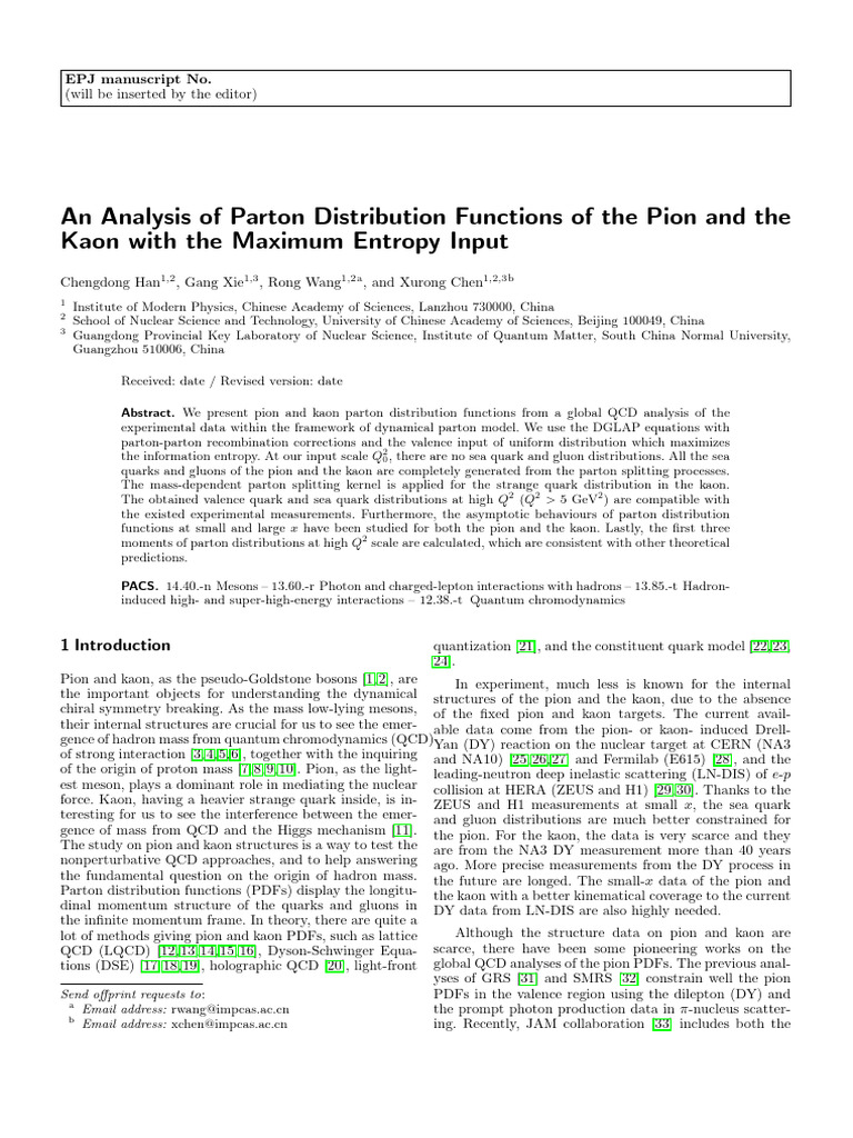 An Analysis of Parton Distribution Functions of The Pion and The Kaon ...