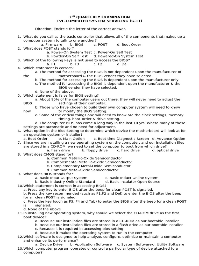 2nd Quarterly Examination Css11 | PDF