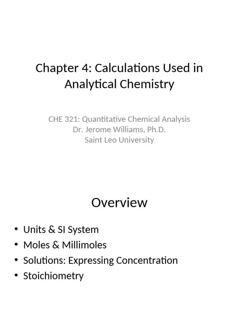 Chapter 4: Calculations Used in Analytical Chemistry | PDF