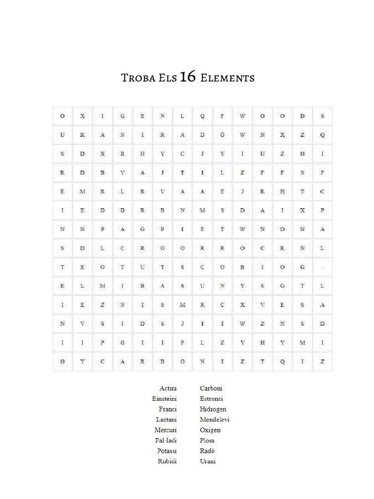 Sopa de Lletres Elements | PDF