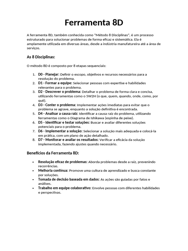 Ferramenta 8D | PDF