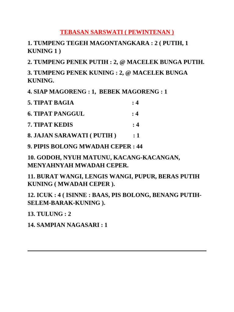 Tebasan Sarswati (Pewintenan) | PDF