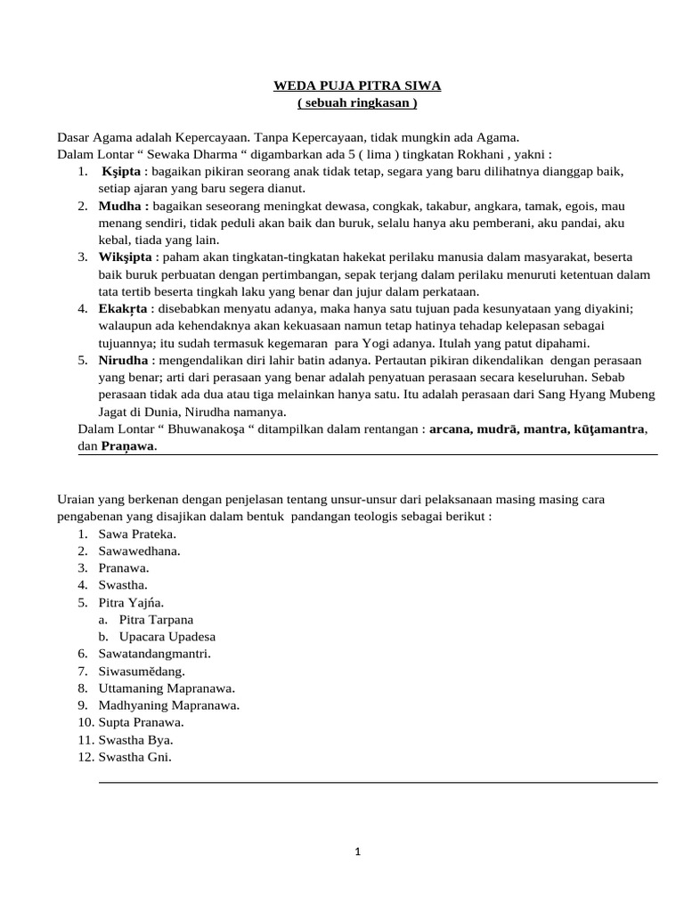 Weda Puja Pitra Siwa | PDF