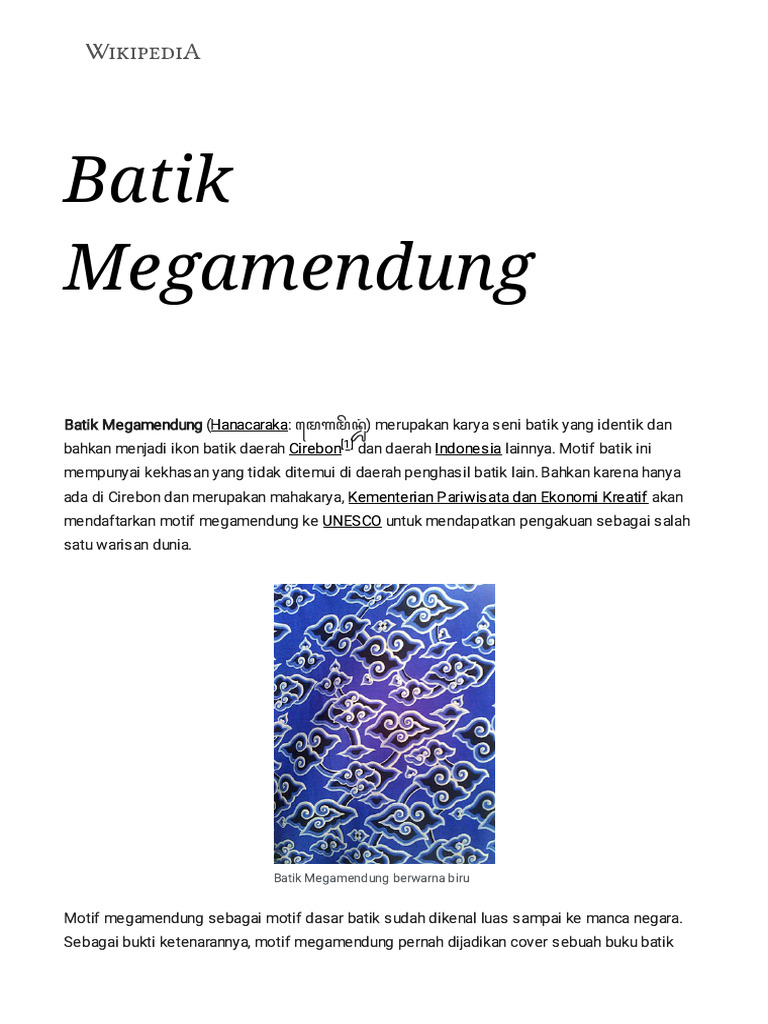 Batik Megamendung - Wikipedia Bahasa Indonesia, Ensiklopedia Bebas | PDF