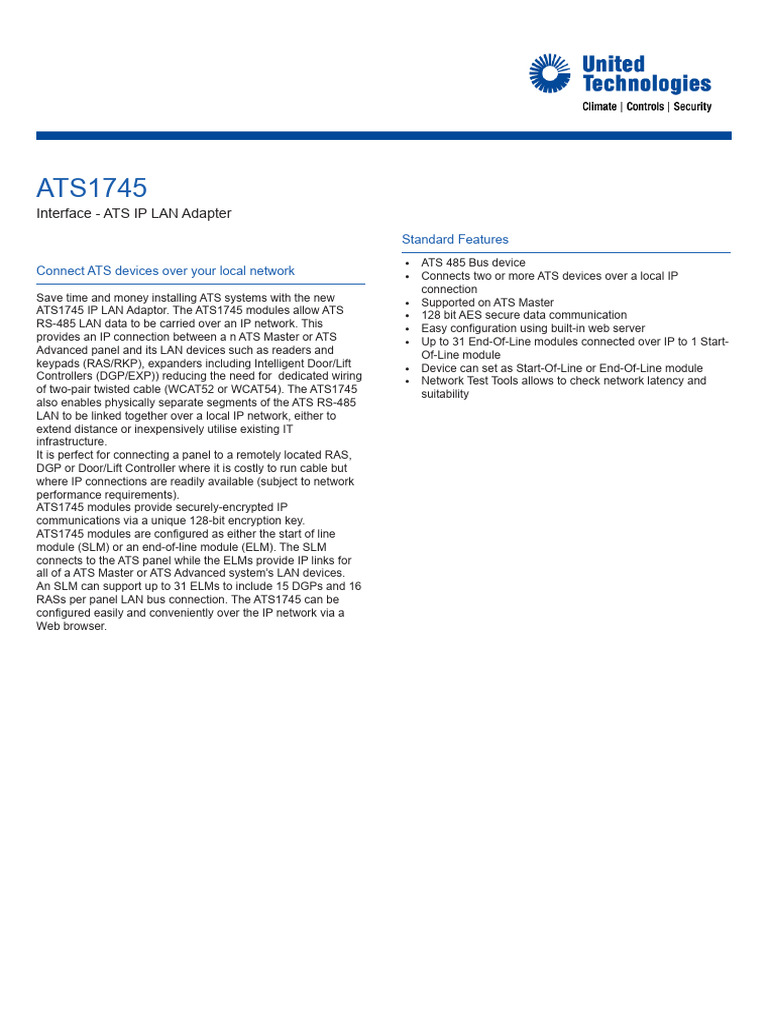 Modul IP-conectare Retea Pentru Sistemul de Control Acces | PDF