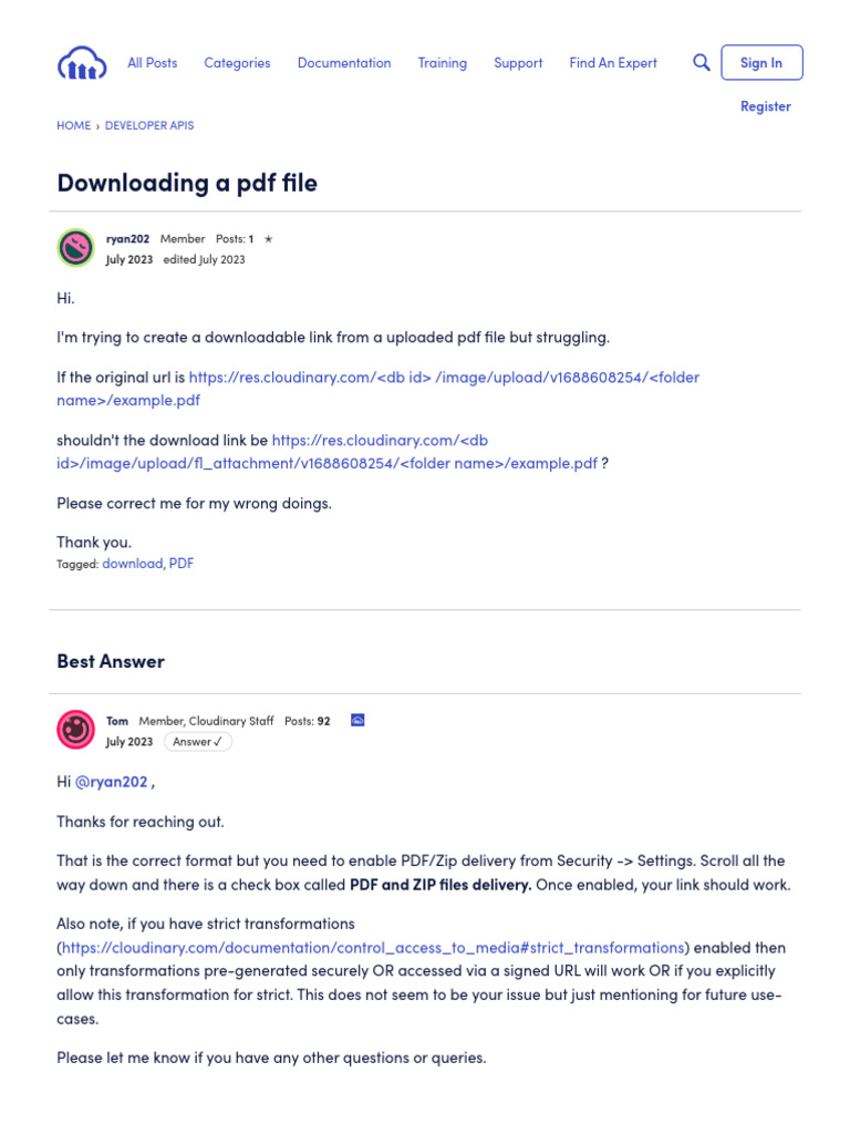 Downloading A PDF File - Community Support | PDF