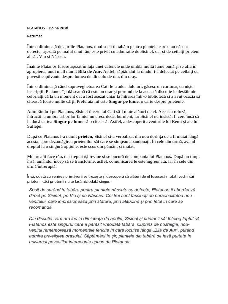 Platanos - Doina Rusti | PDF