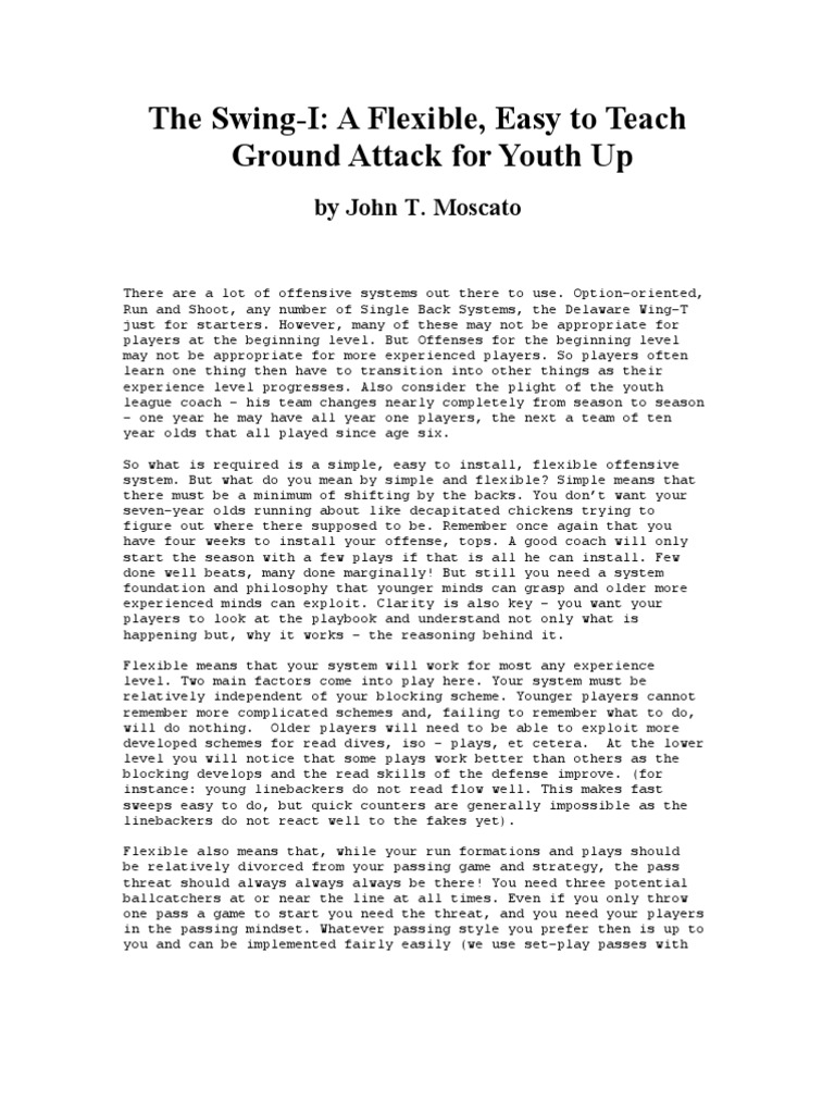 Youth Football Swing-I Offense Guide | PDF | Football Codes | American ...