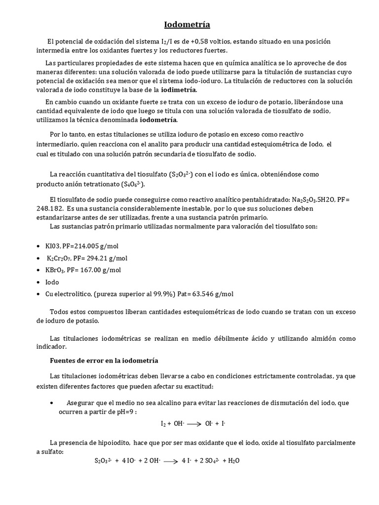 Iodometría | PDF