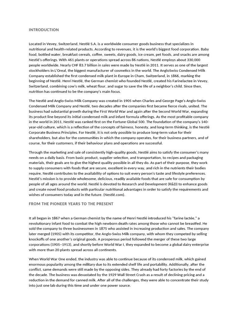 Case Study (Nestle) | PDF