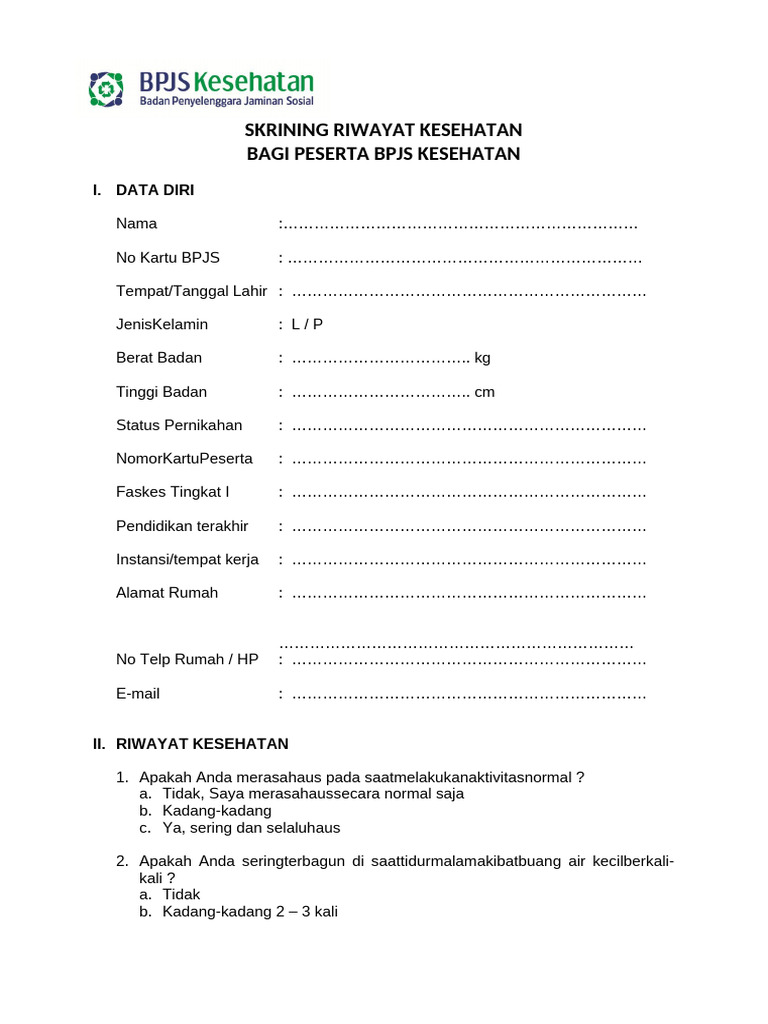 Form Skrining Manual | PDF