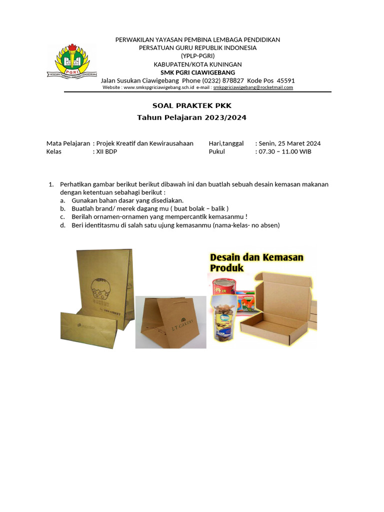 Soal Praktik Pengemasan | PDF